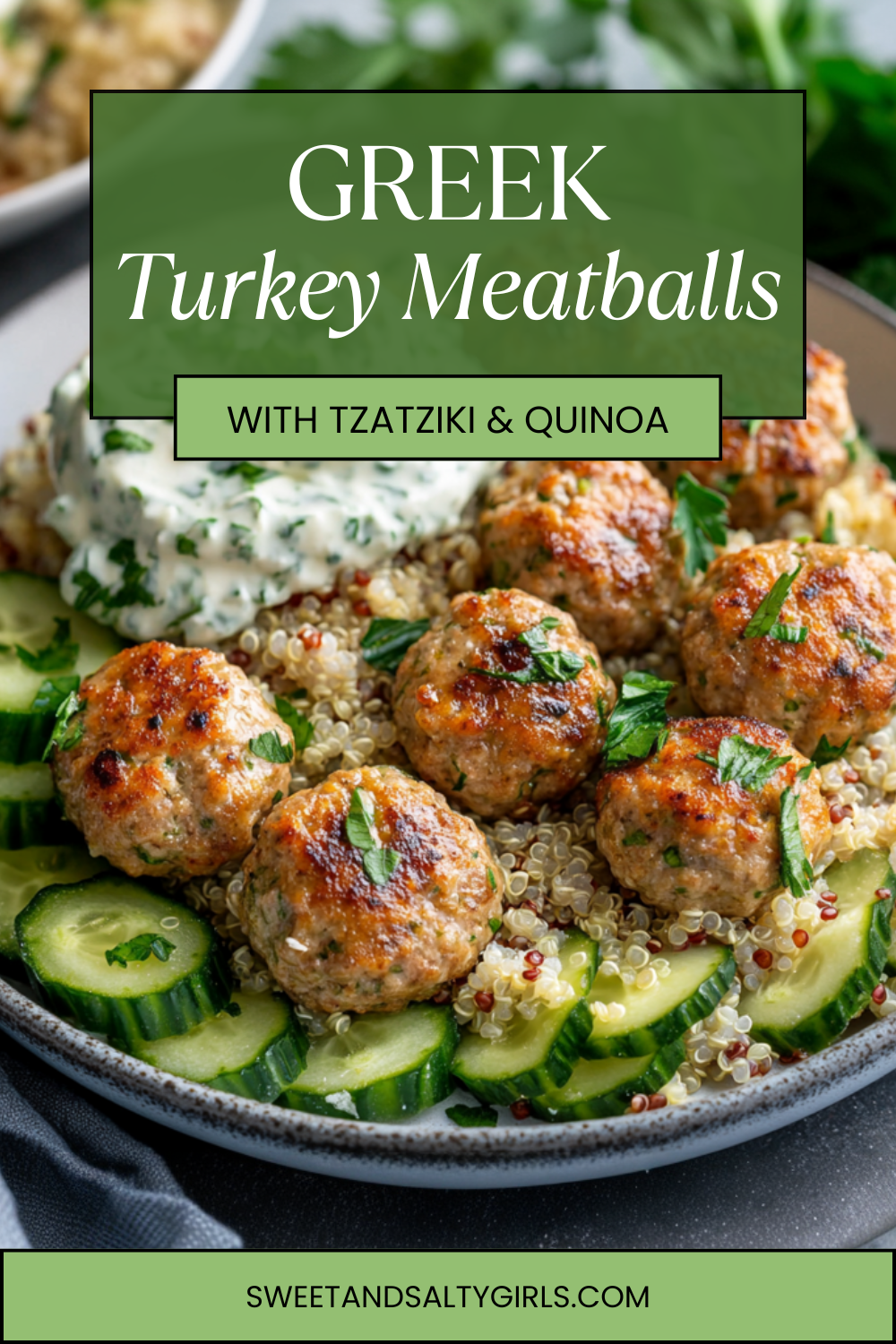 Greek Turkey Meatballs with Cucumbers and Tzatziki Sauce – Sweet ...